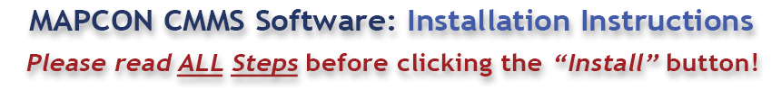 MAPCON CMMS Software Installation Page